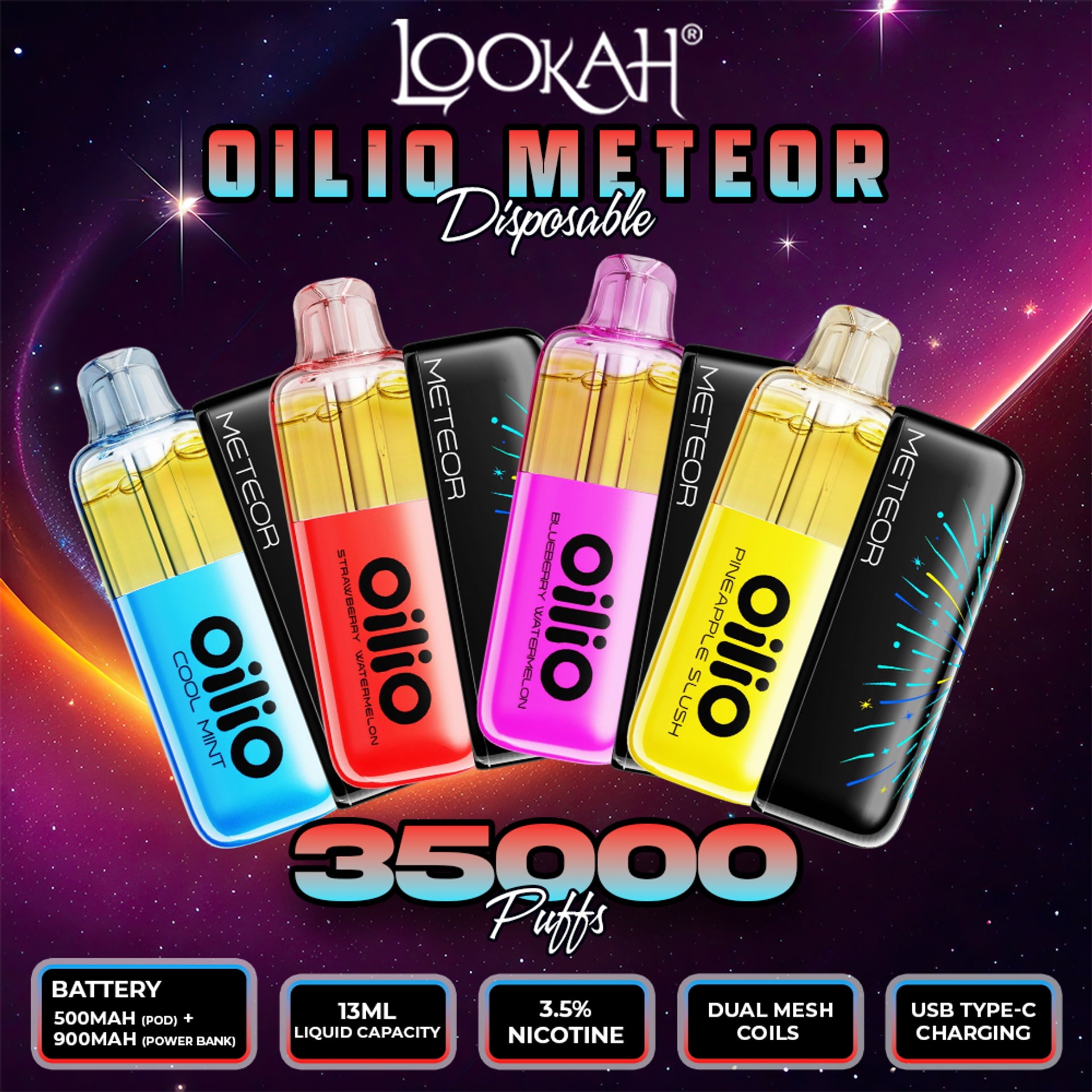 Lookah Oilio Meteor 35K Disposable Vape 35000 Puffs – vapebartime.com